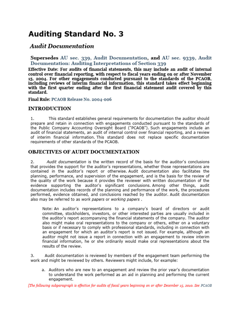 PCAOB Audit Documentation Standards | PDF | Audit | Auditor's Report