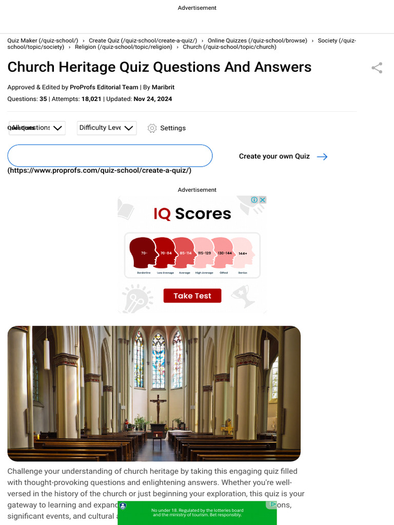 Church Heritage Quiz: Test Your Knowledge | PDF | Seventh Day Adventist ...