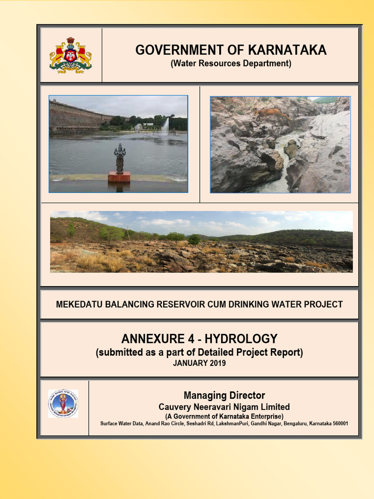 Mekedatu Reservoir Hydrology Report | PDF | Drainage Basin | Flood