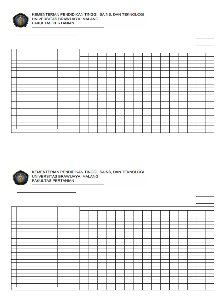 TPAH - Daftar Hadir Praktikum TPAH SMT Genap 2024-2025 | PDF