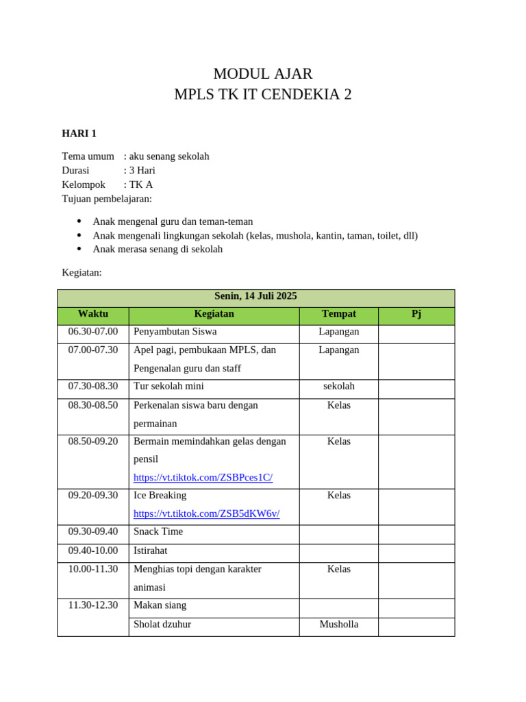 MPLS TK A: Kegiatan Pembelajaran Menyenangkan | PDF