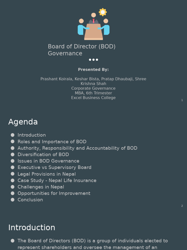 Board of Directors Governance in Nepal | PDF | Governance | Board Of ...