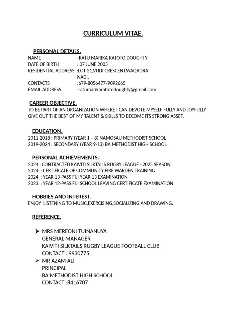 Curriculum Vitae: Personal Details | PDF
