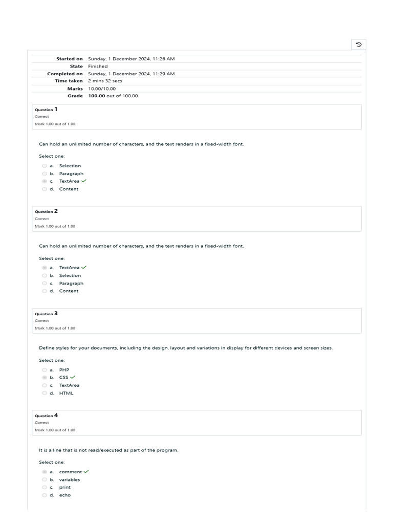 Prelim Quiz 2 - Attempt Review Web Application Development 2 | PDF ...