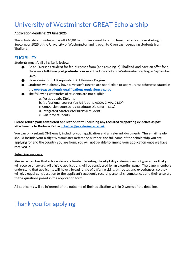 GREAT Scholarships Application Form Sept 25 | PDF | Postgraduate ...