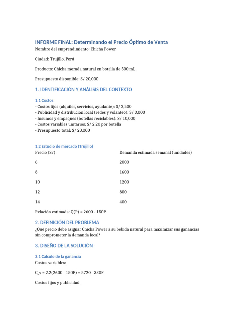 Informe Chicha 977 Modelo2 | PDF | Presupuesto | Economias
