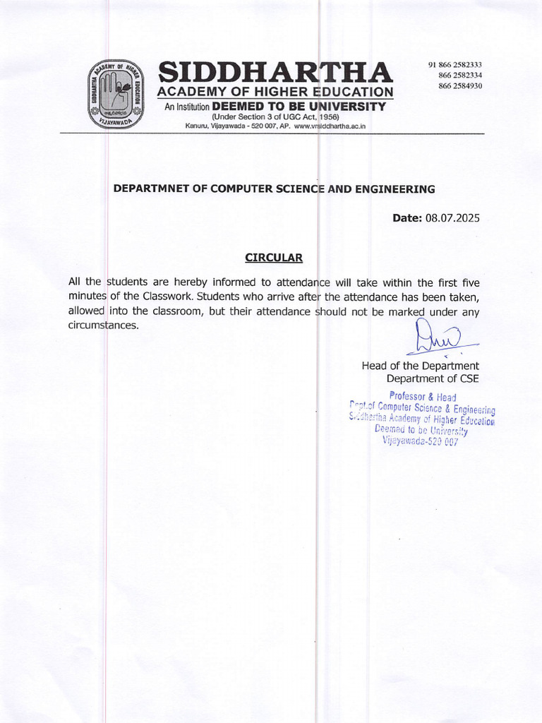 Student Attendance Circular | PDF