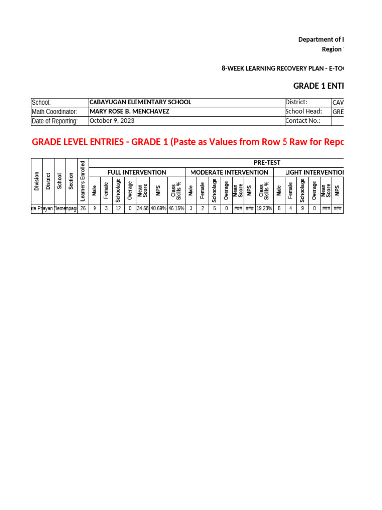 Math8wkLRP - Pretest - School Tool | PDF | Educational Assessment And ...