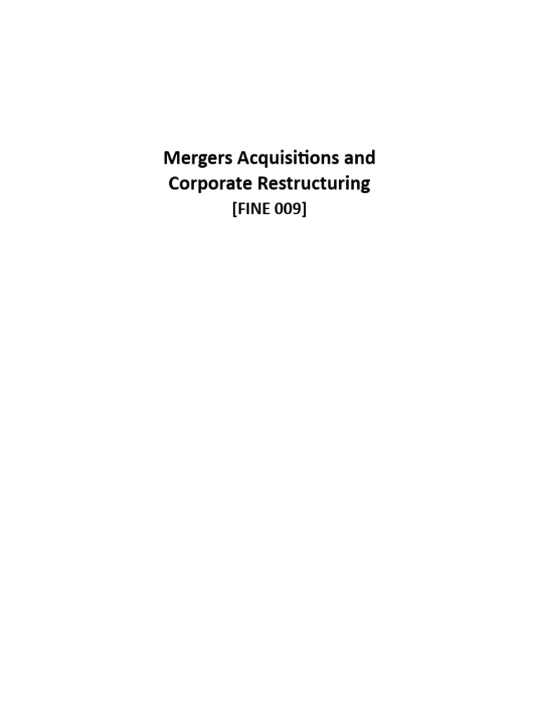 E-Book - Mergers Acquisition - Unlocked | PDF | Mergers And ...