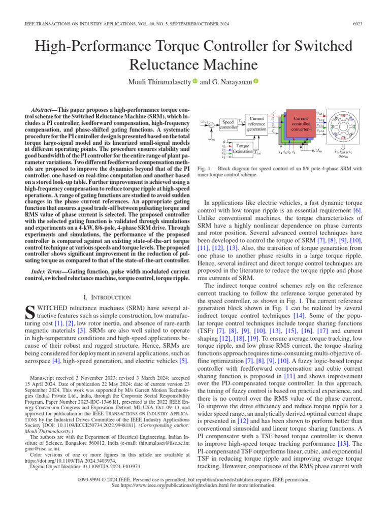 High-Performance Torque Controller For Switched Reluctance Machine ...