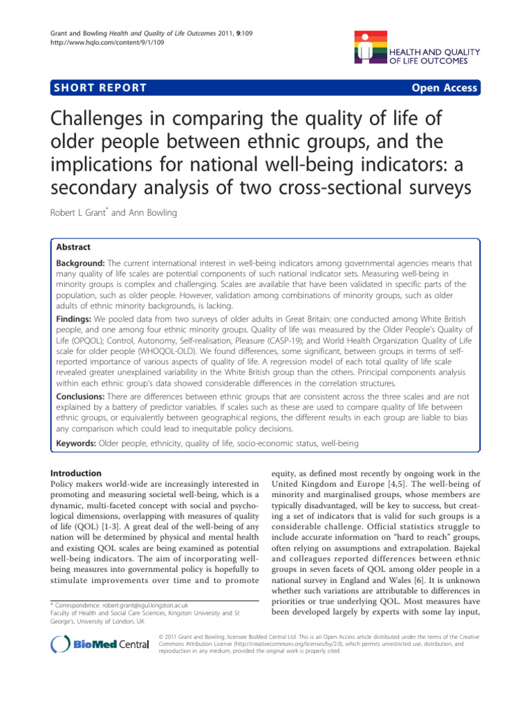 Quality of Life in Ethnic Minorities | PDF | Quality Of Life ...