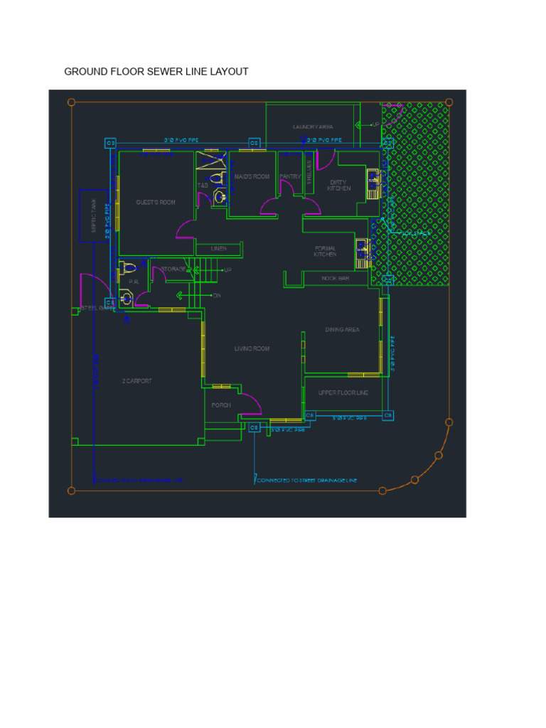 Ground Floor Sewer Line Layout | PDF