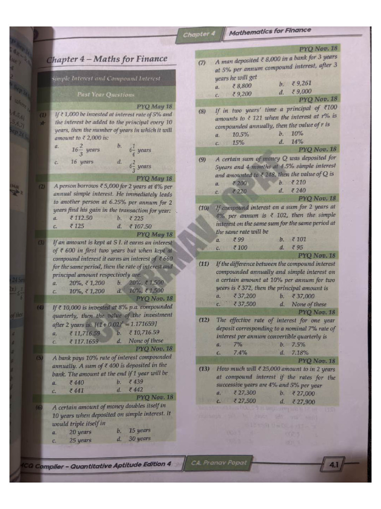 CHP 4 Mathematics of Finance Pyq & MTP | PDF