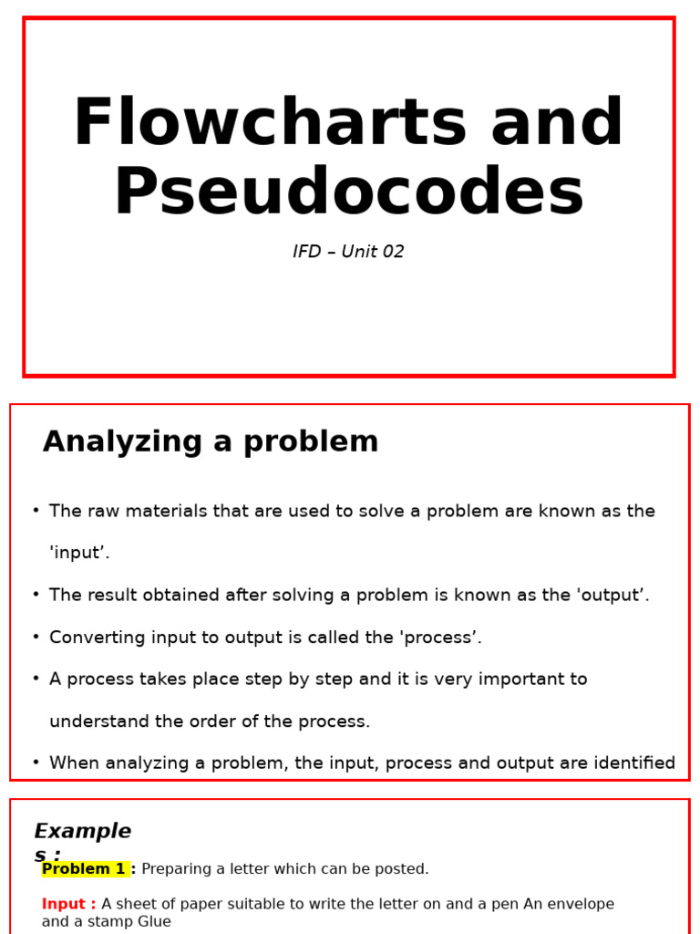 Lecture 07 - Flowcharts and Pseudocodes | PDF | Algorithms | Computer Programming