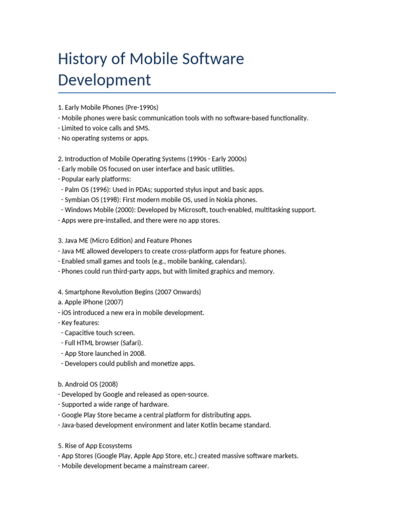 Evolution of Mobile Software Development | PDF