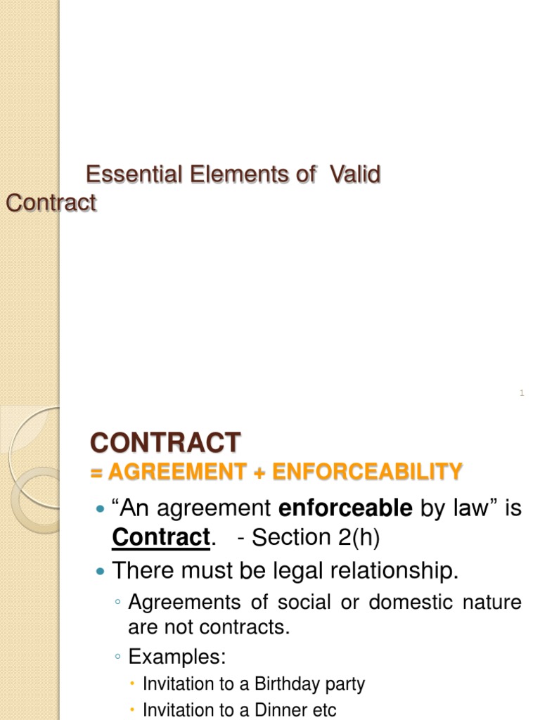 Essentials of a Valid Contract | PDF | Consideration | Social Institutions