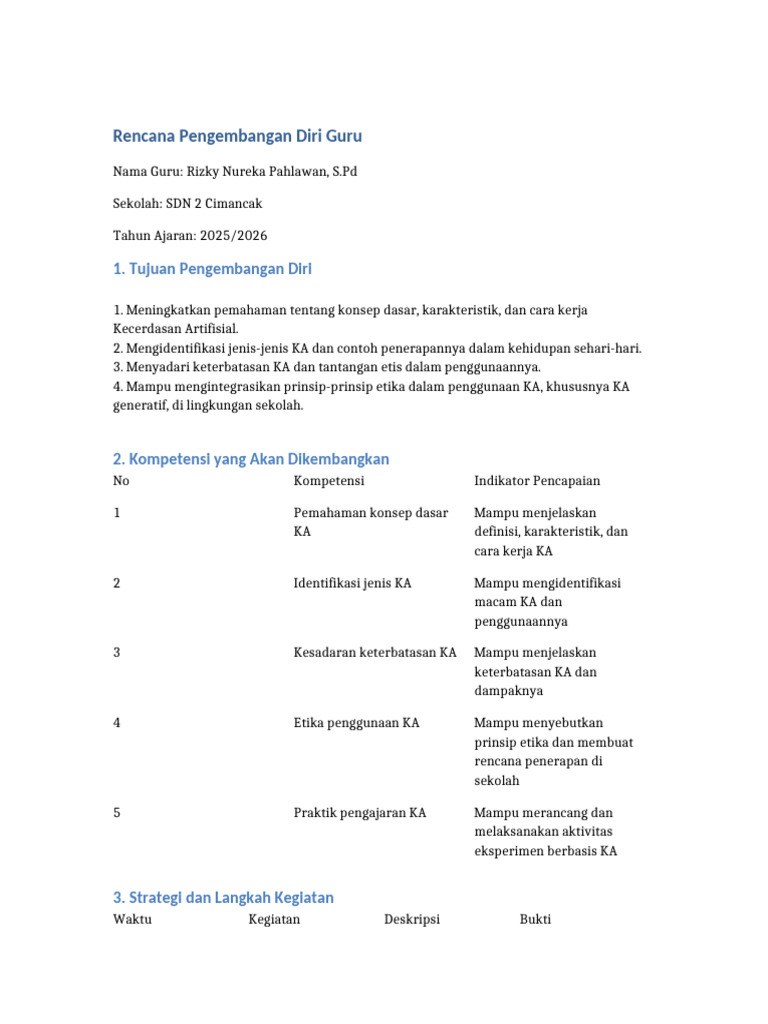 Rencana Pengembangan Diri Modul3 KA | PDF