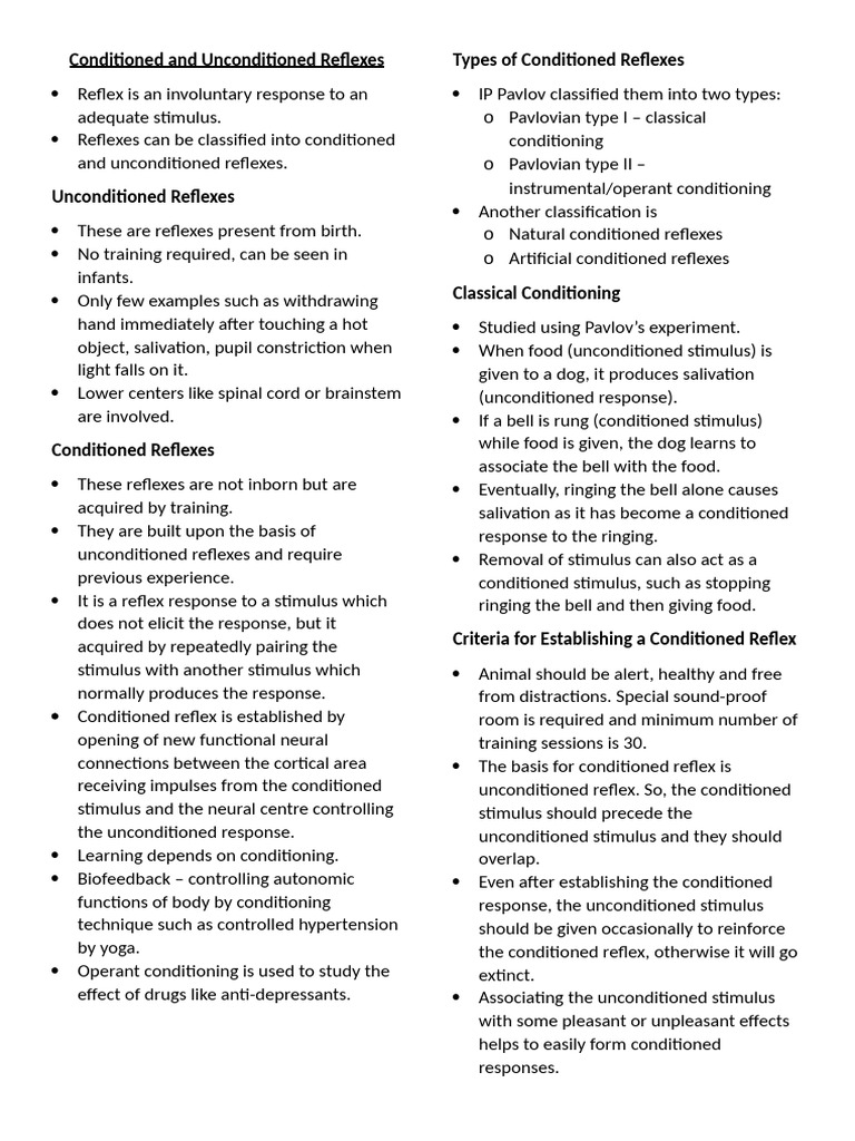Conditioned and Unconditioned Reflexes | PDF | Classical Conditioning ...