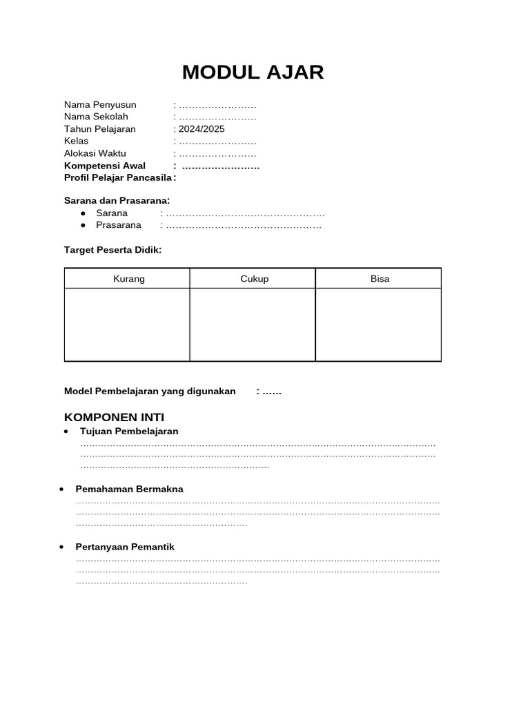 Contoh Format Modul Ajar | PDF
