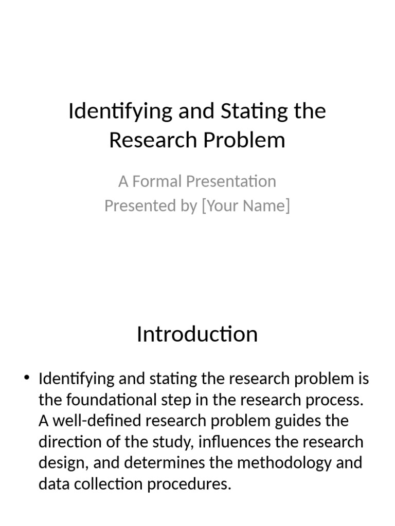 Identifying and Stating The Research Problem Presentation | PDF