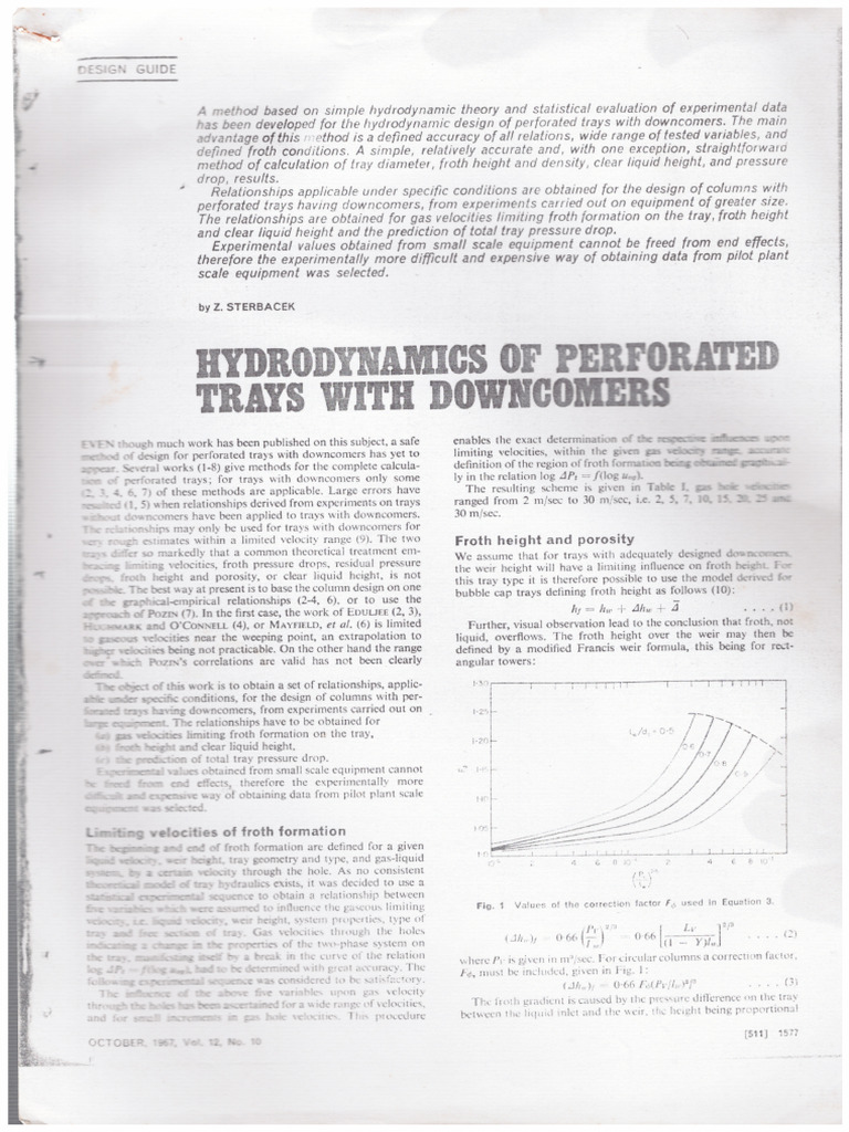 2 Hydrdynamics of Perforated Trays With Downcomers | PDF