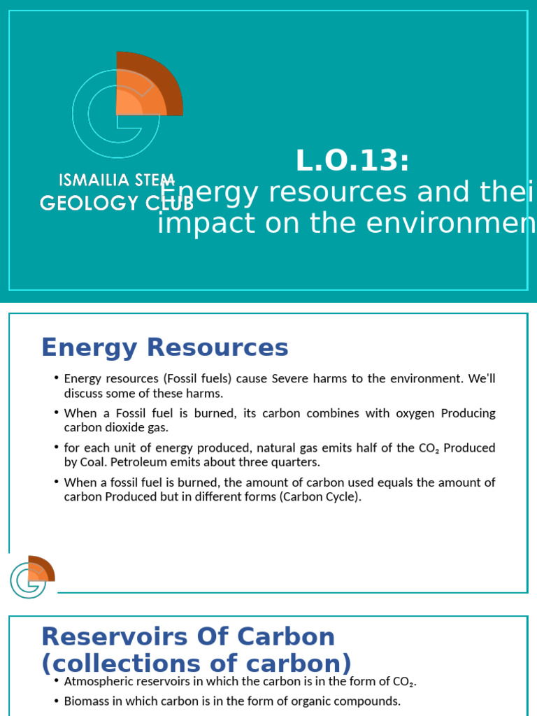 Energy Resources and Their Impact On The Environment | PDF | Carbon ...
