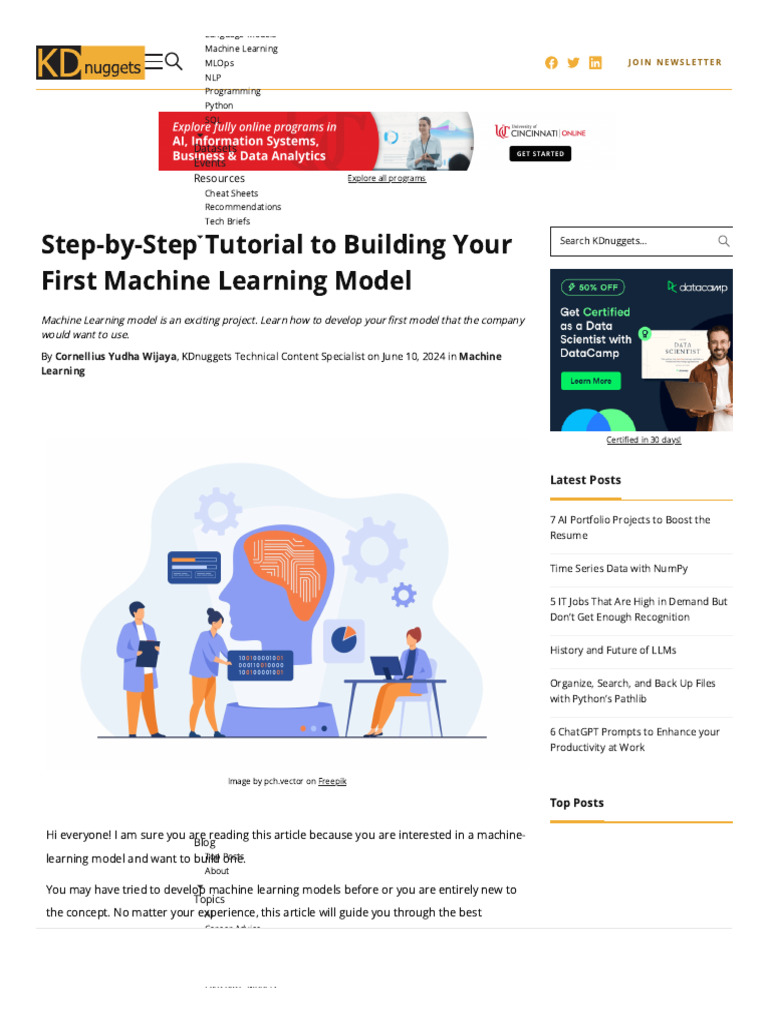 Step-By-Step Tutorial To Building Your First Machine Learning Model - KDnuggets | PDF | Machine ...