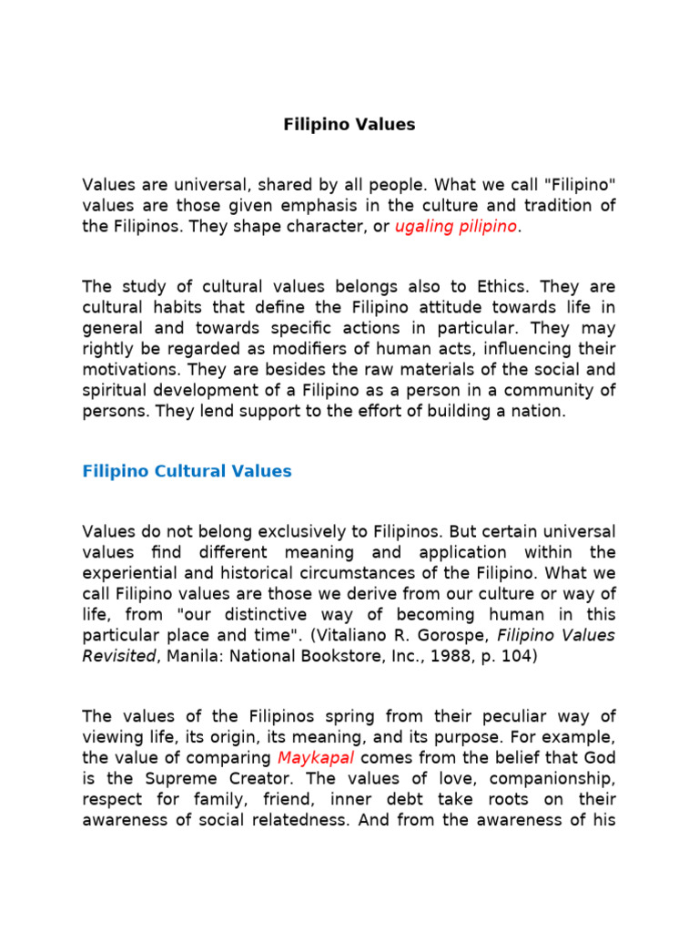Filipino Values | PDF | Truth | Morality