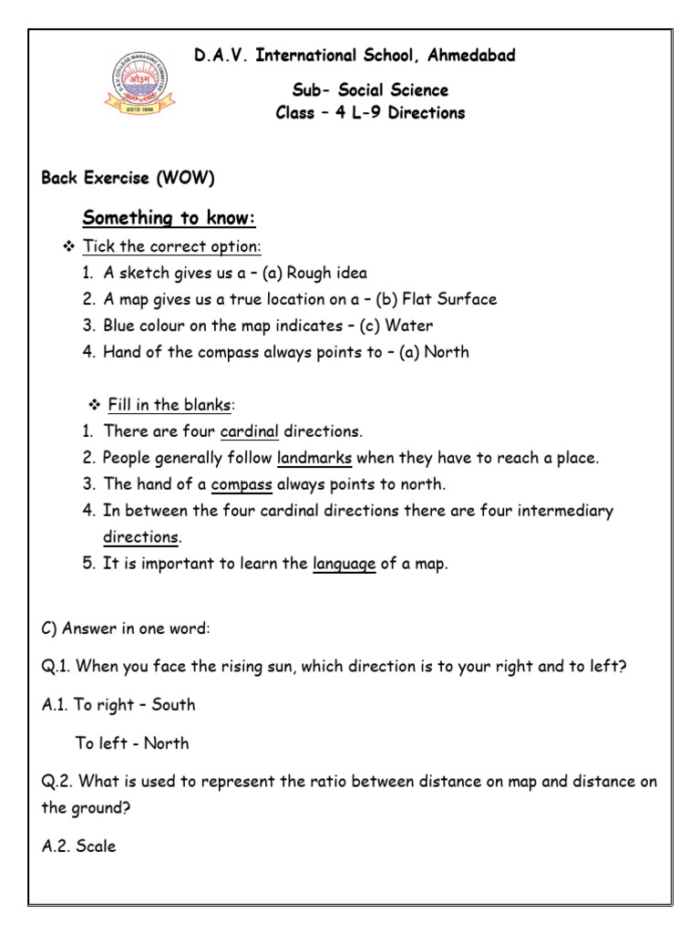 Class 4 Directions and Maps Guide | PDF