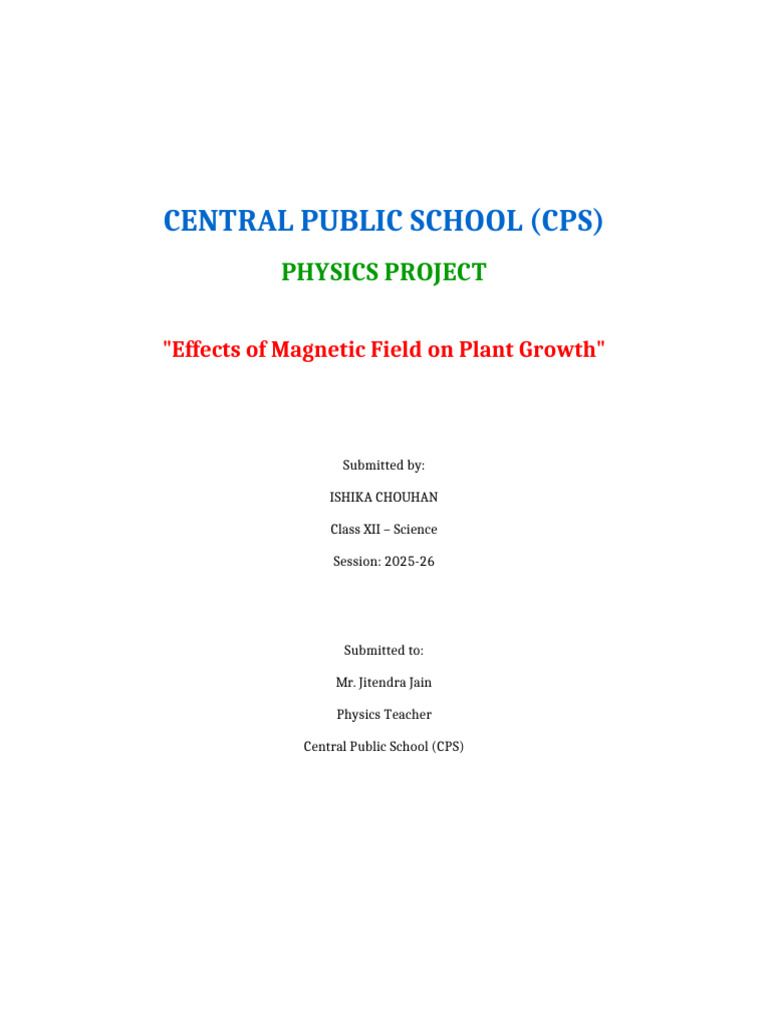 CPS Physics Project Magnetic Field On Plants | PDF