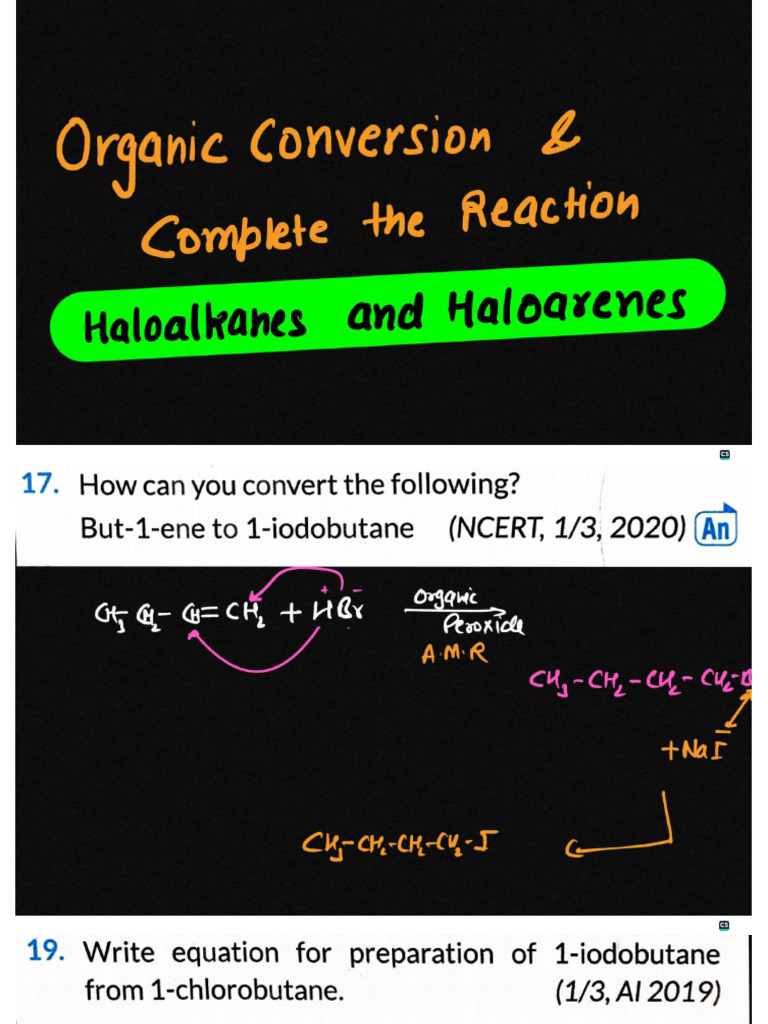 Organic Conversions Haloalkanes and Haloarenes | PDF