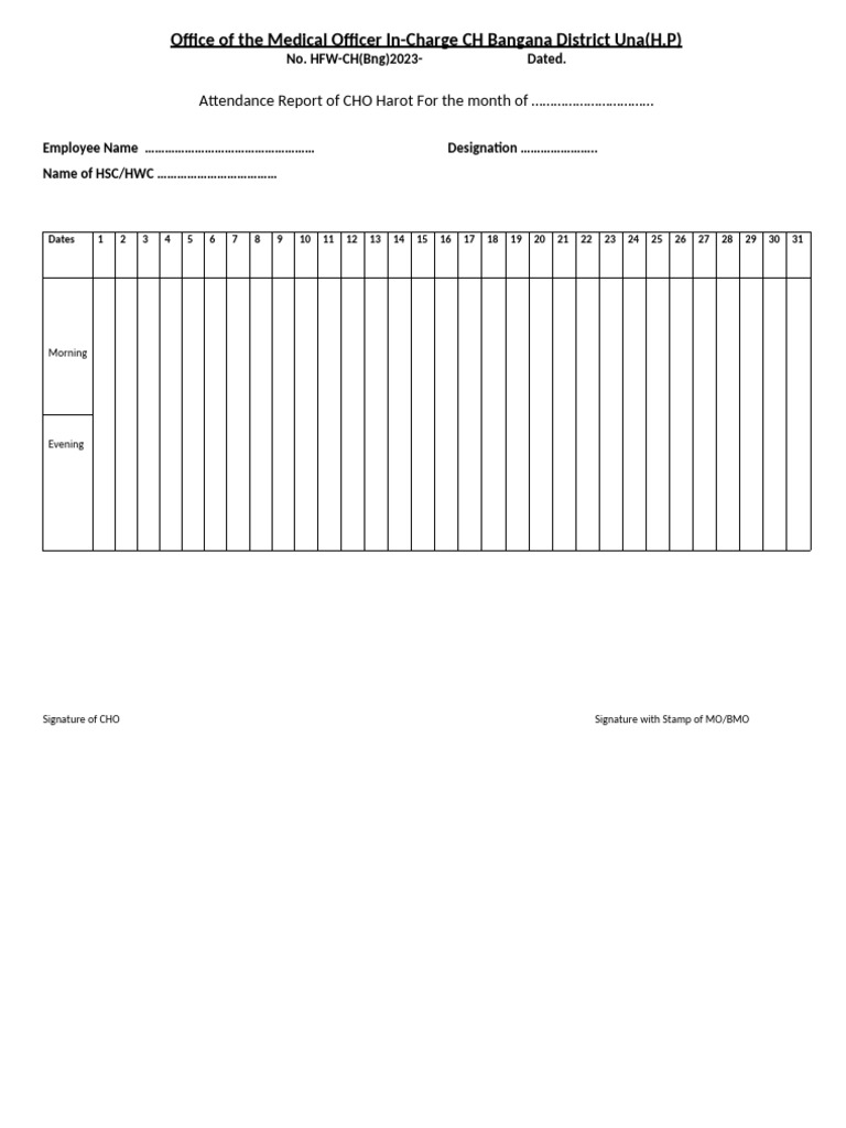 CHO Attendance Format-1 | PDF