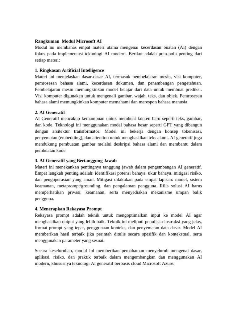 Rangkuman Modul AI Microsoft | PDF