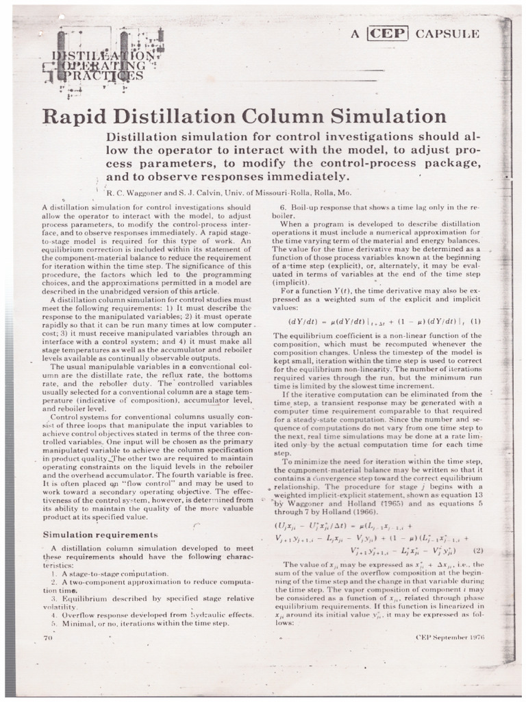 10 Rapid Distillation Column Simulation | PDF