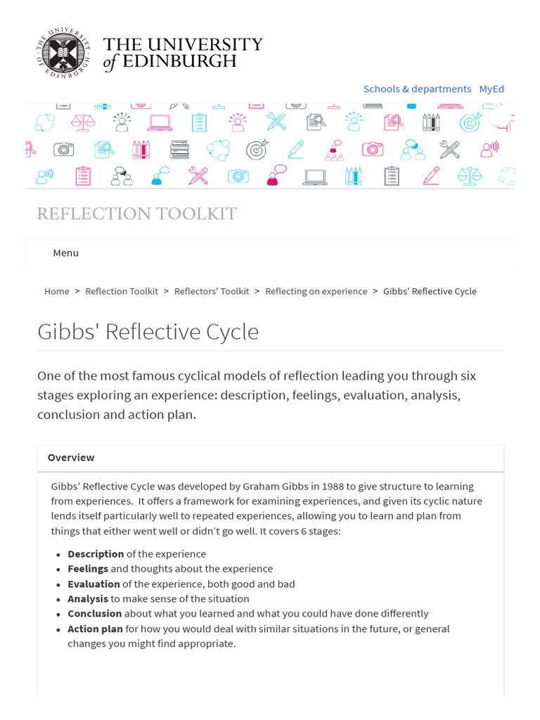 Gibbs' Reflective Cycle - Reflection Toolkit | PDF | Reflective ...