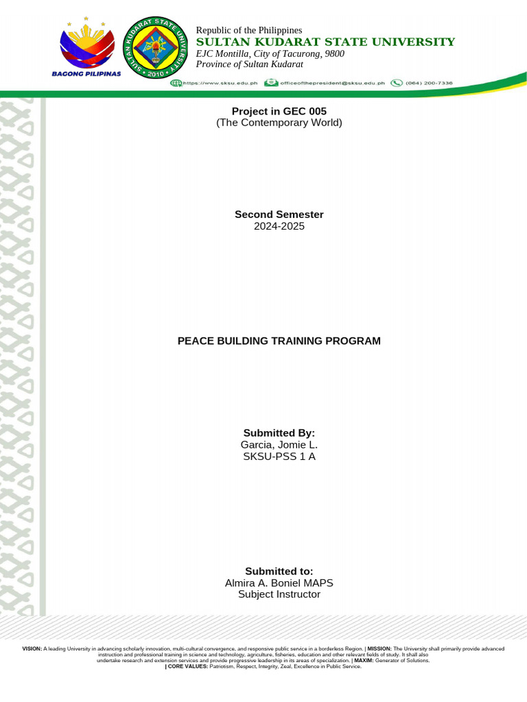 Peace Building Training Program Proposal | PDF | Psychological ...