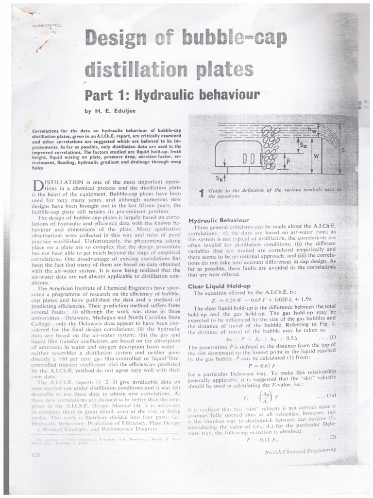 17 Design of Bubble Cap Distillation Plates | PDF