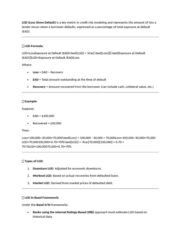 LGD Calculation As Per Regulatory Guidelines | PDF
