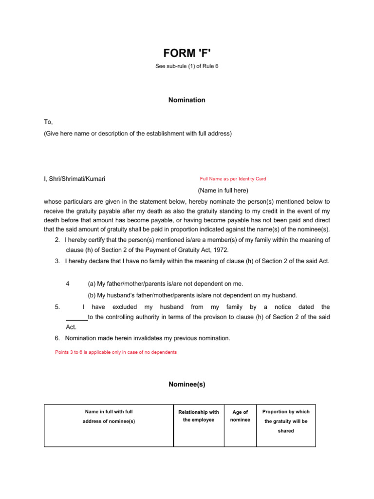 (Instructions) Gratuity Form | PDF