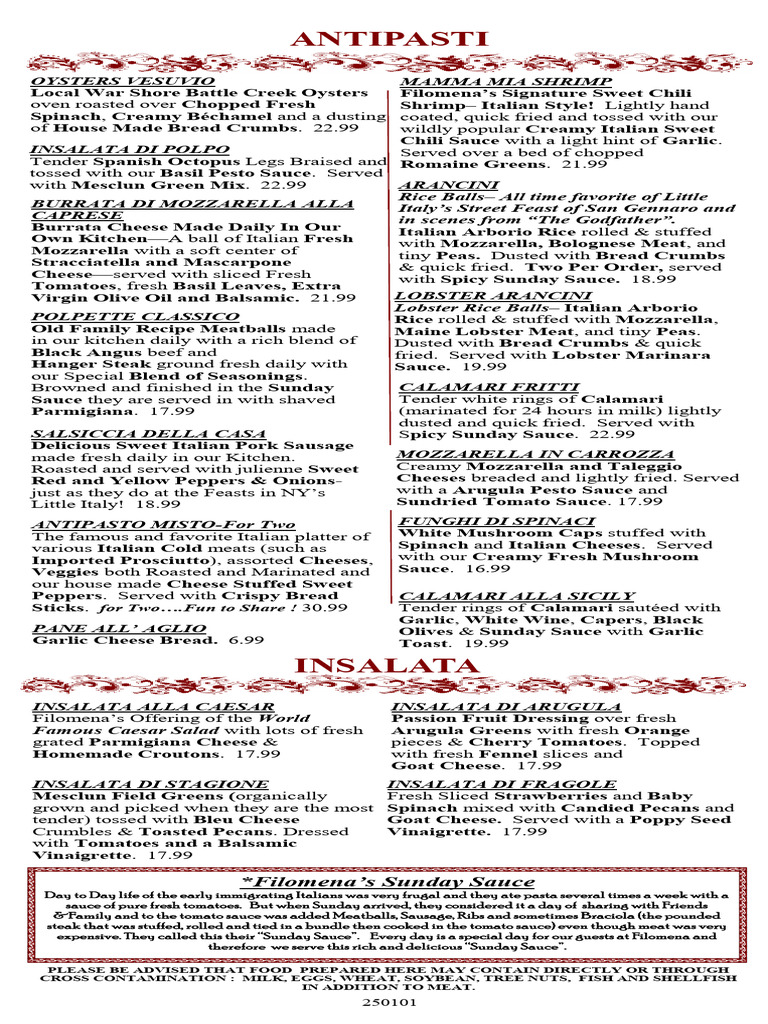 Caponata and Italian Delicacies Menu | PDF | Italian Cuisine | Pasta