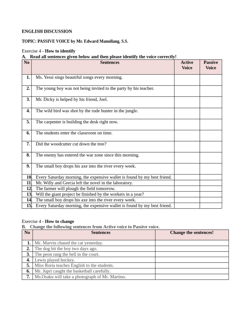 ACTIVE AND PASSIVE VOICE Test | PDF