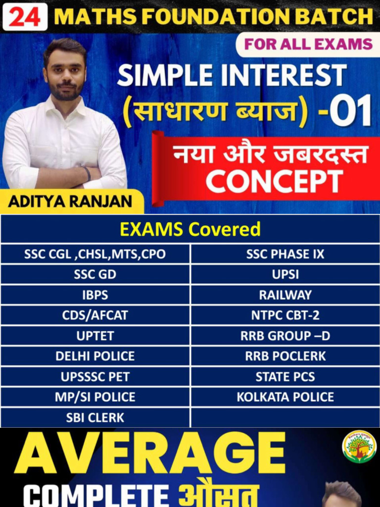 DAY 24 Simple Interest CLASS 01 Maths Foundation Batch | PDF