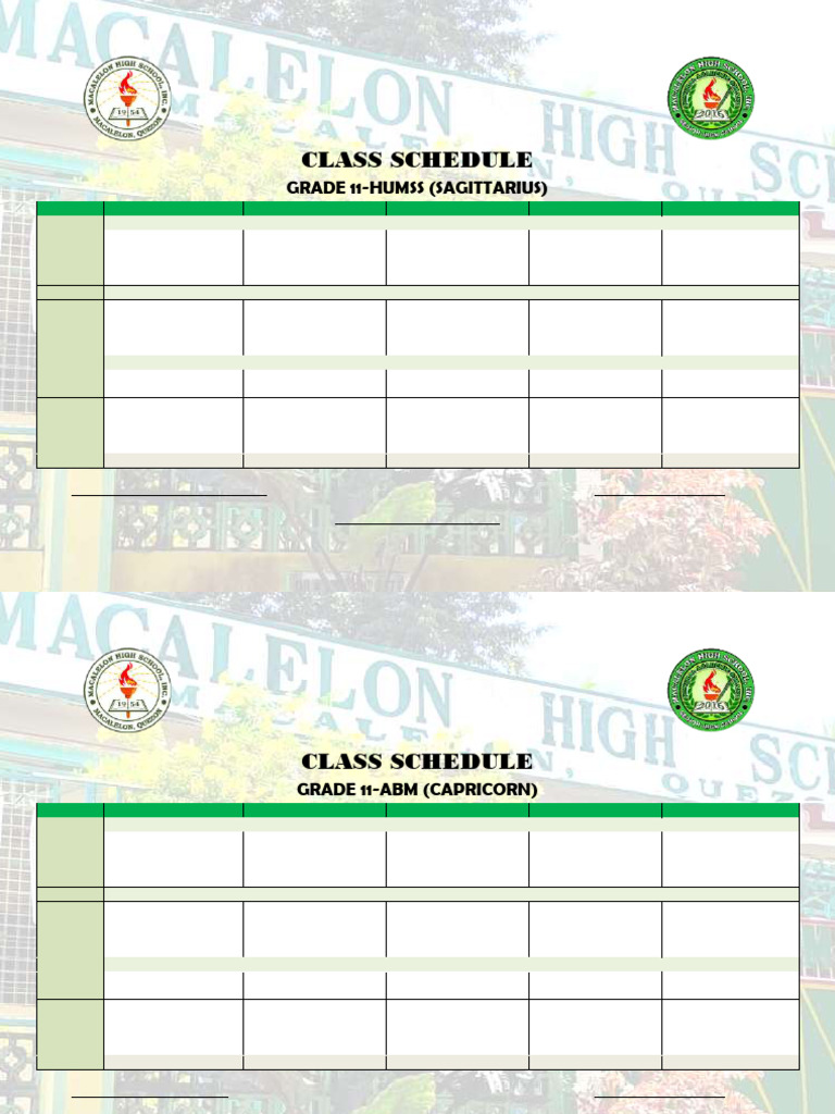 Macalelon High School Class Schedule | PDF
