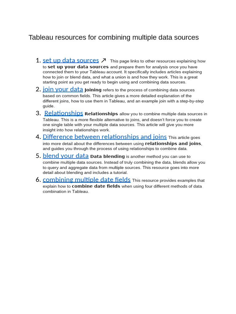 Tableau Resources | PDF