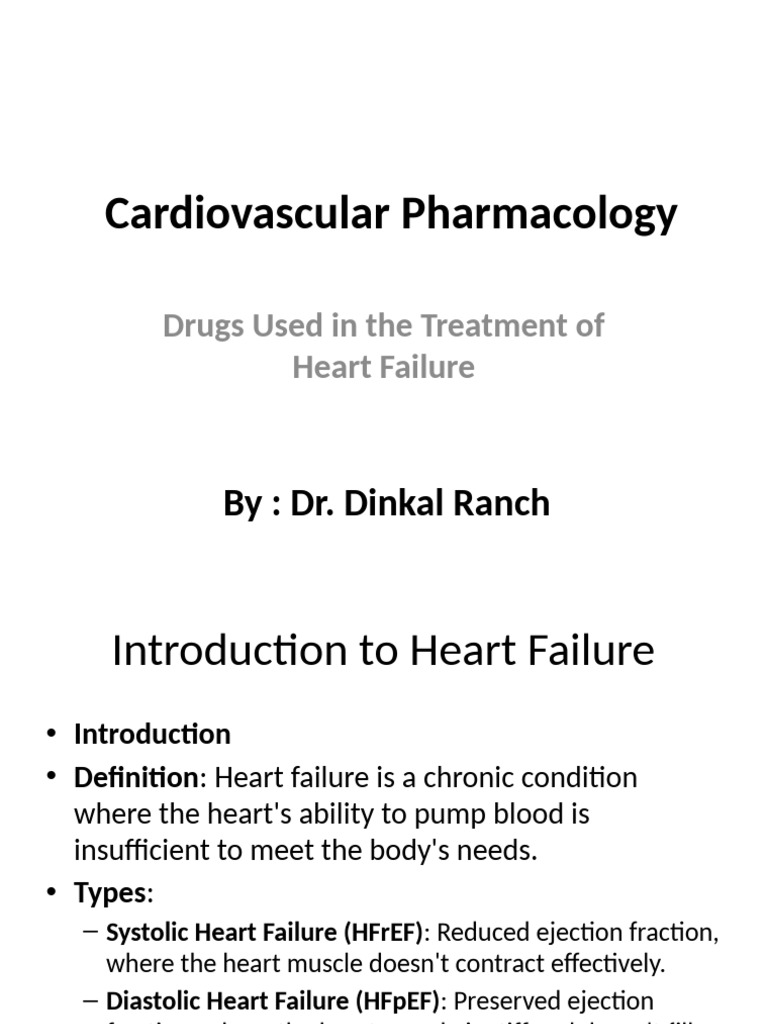 Cardiovascular Pharmacology Heart Failure | PDF | Heart Failure ...