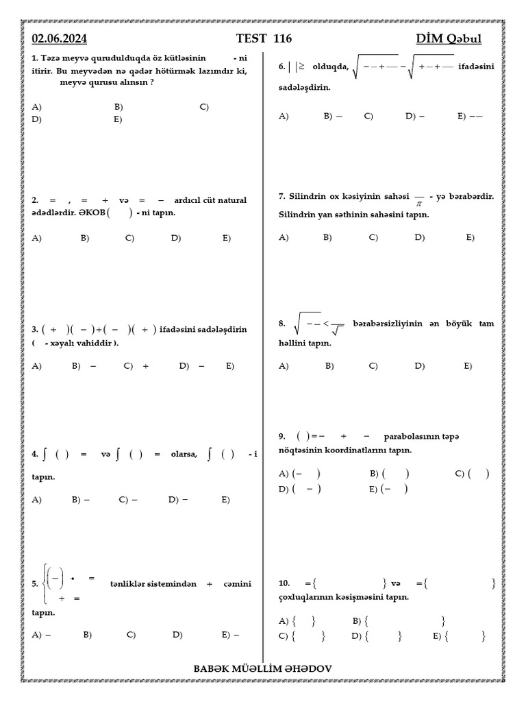 Test 116 | PDF