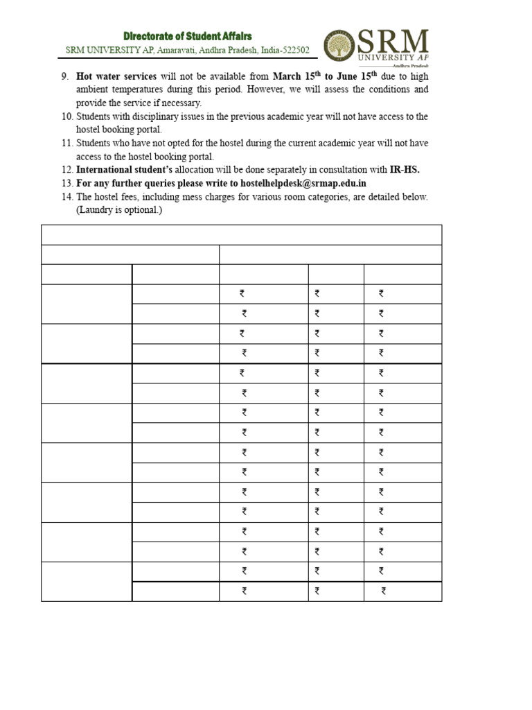 Hostel Booking Guidelines Ay2025 26 Pdf