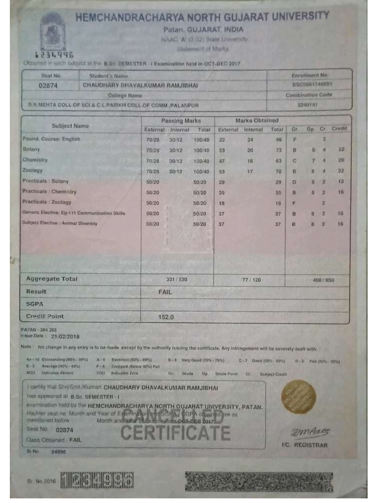 BSC Marksheet New - Compressed | PDF