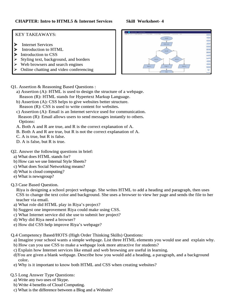 Class Vi Cs Skill Worksheet 4 | PDF | Html | World Wide Web