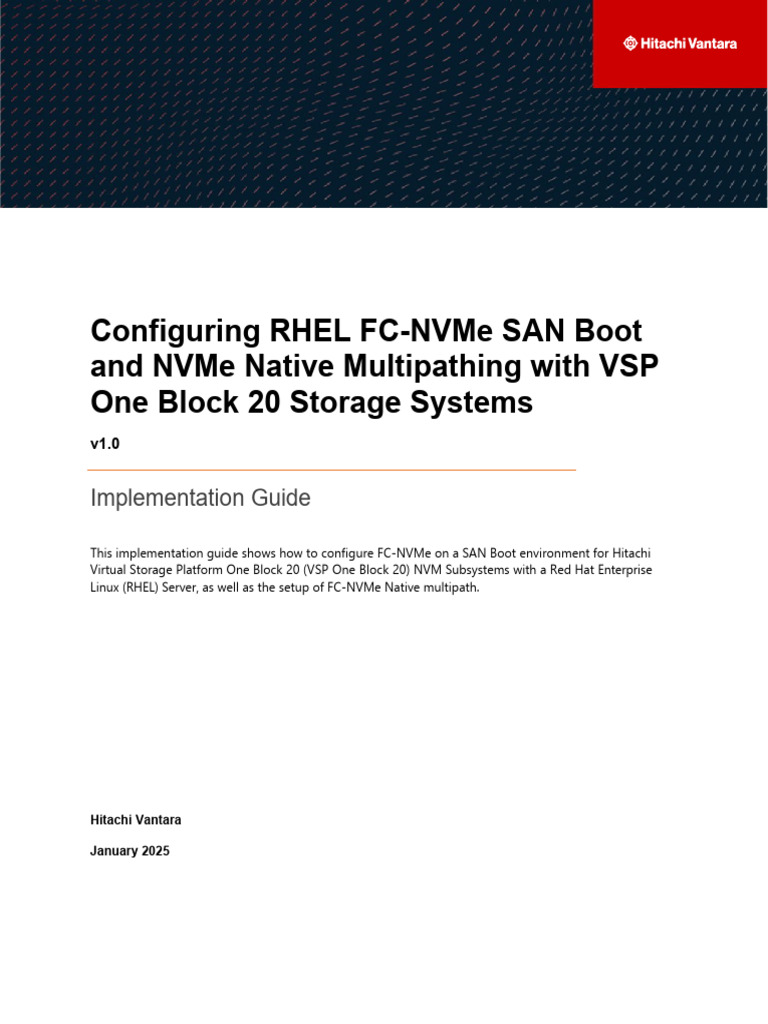 Configuring Rhel FC Nvme San Boot and Nvme Native Multipathing With VSP One Block 20 | PDF ...